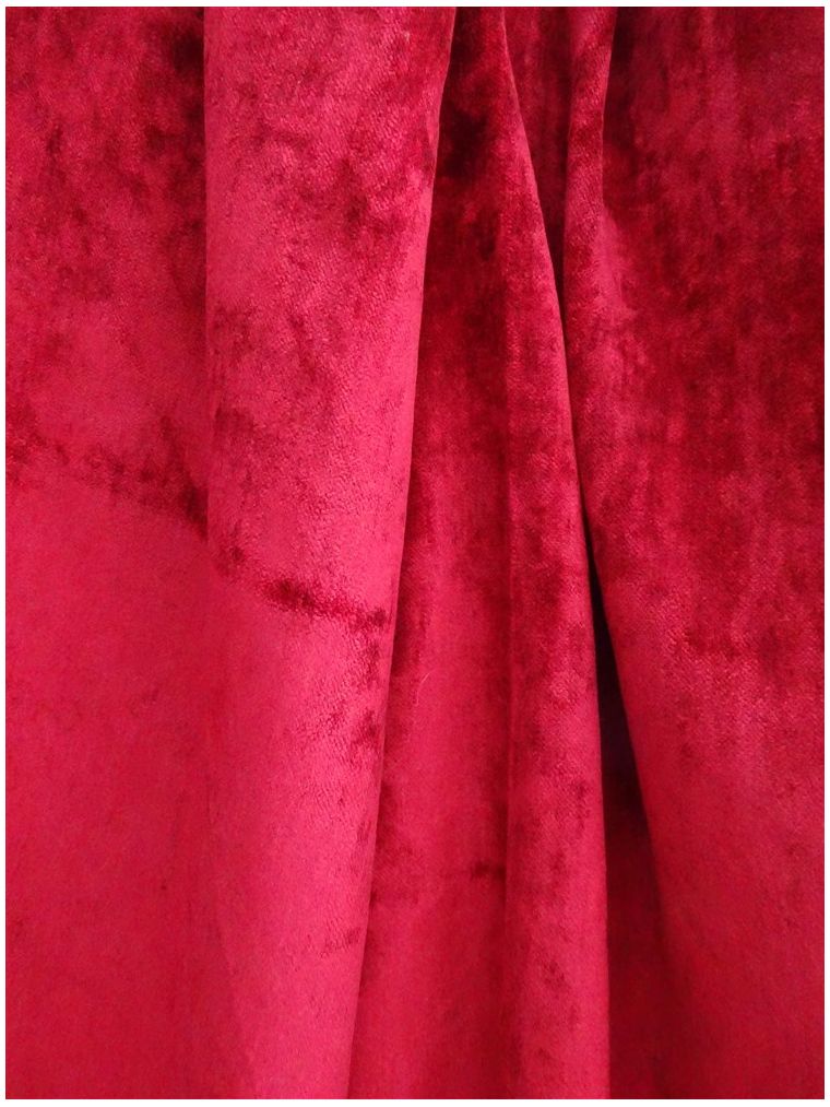 Paire De Tentures En Velours De Soie Rouge Vermillon Rideaux Anciens